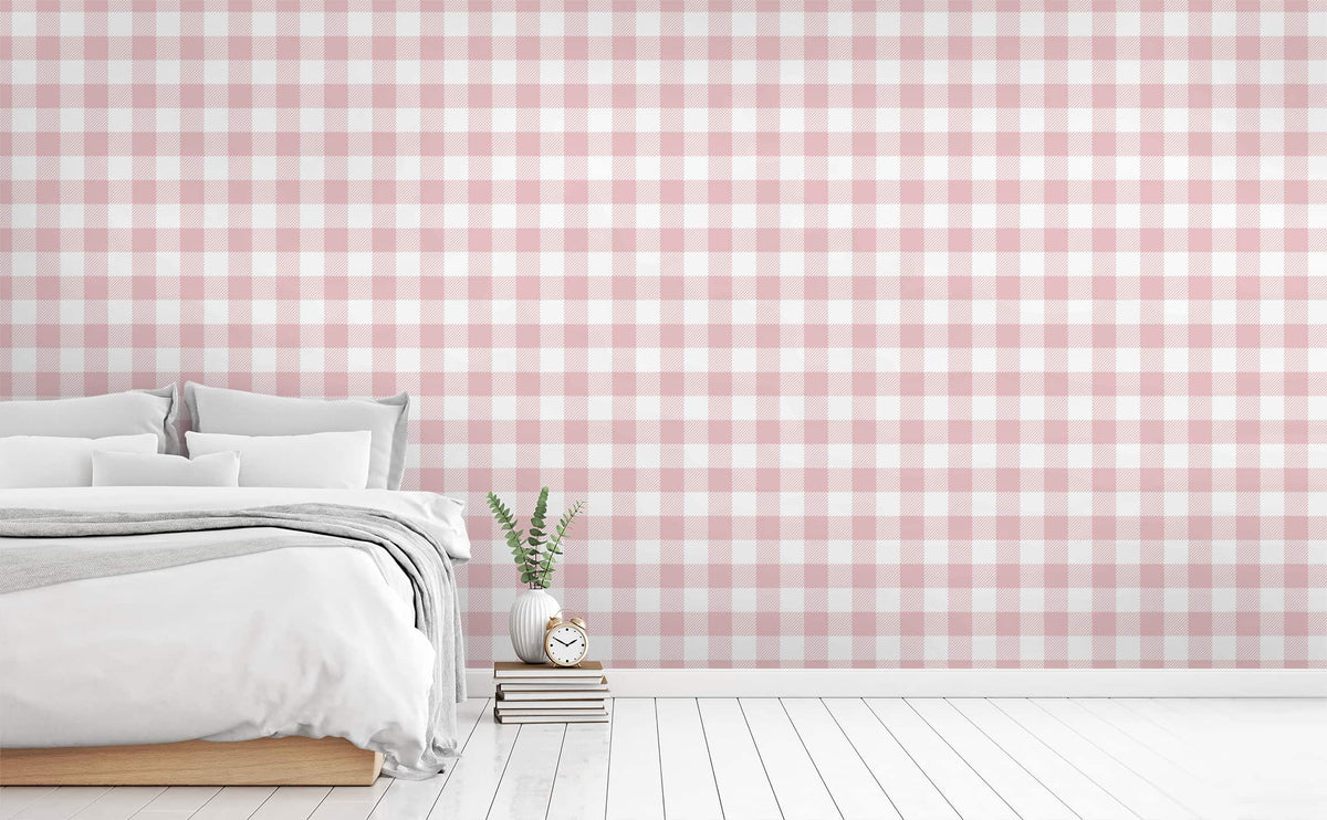 Soft pink gingham Pattern Wallpaper | A Gingham Girlie