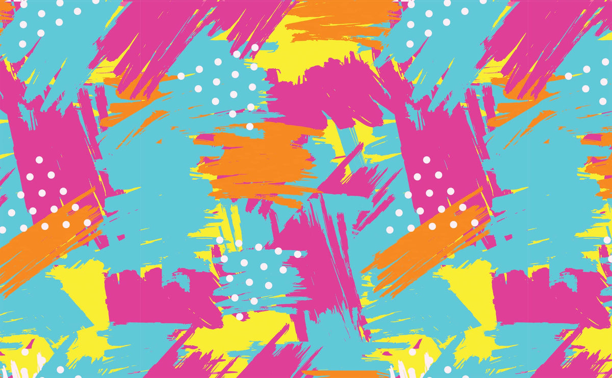 Electric aqua, hot pink, tangerine and bright lemon yellow neon splash ...