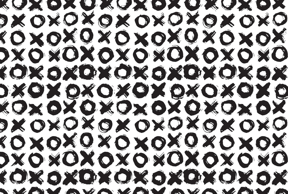 Geometric X and O seamless pattern in white and black Pattern Mural for ...