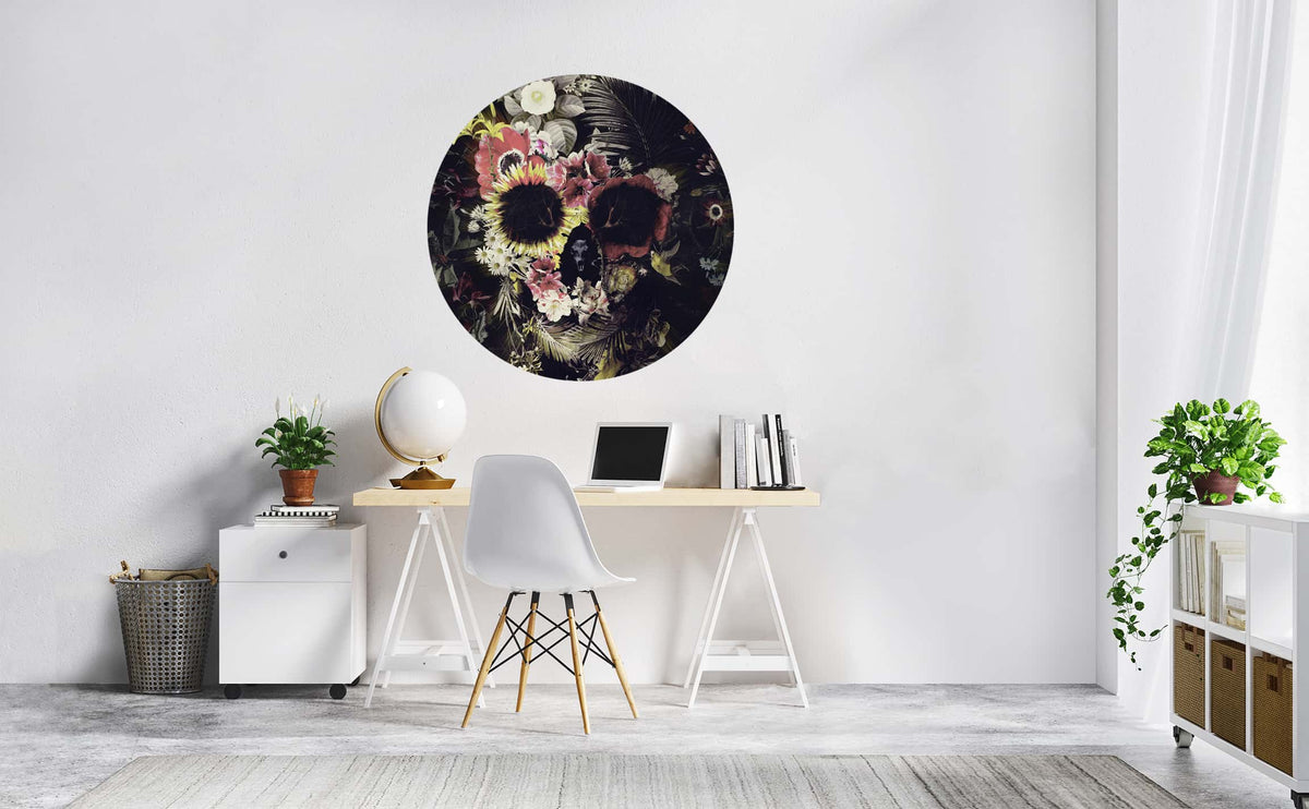 Warped Garden Skull | Circle Wall Decal | WallsNeedLove
