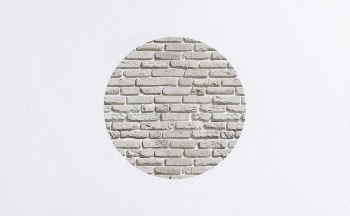 Aged White Brick | Circle Wall Decal | WallsNeedLove