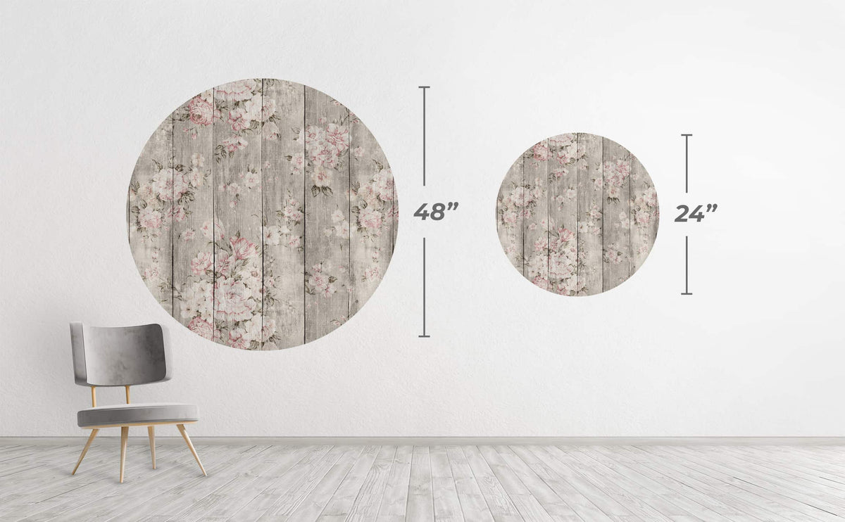 Wood Texture Floral | Circle Wall Decal | WallsNeedLove