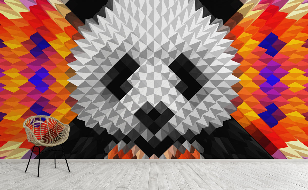 Kaleidoscopic Panda Head Wall Mural | Geometric Panda