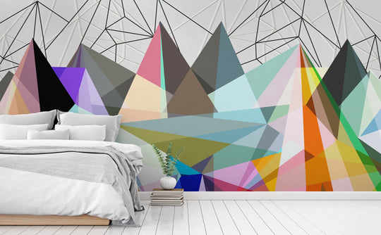 Abstract Multicolored Triangles Wall Mural | Color Flash – WallsNeedLove