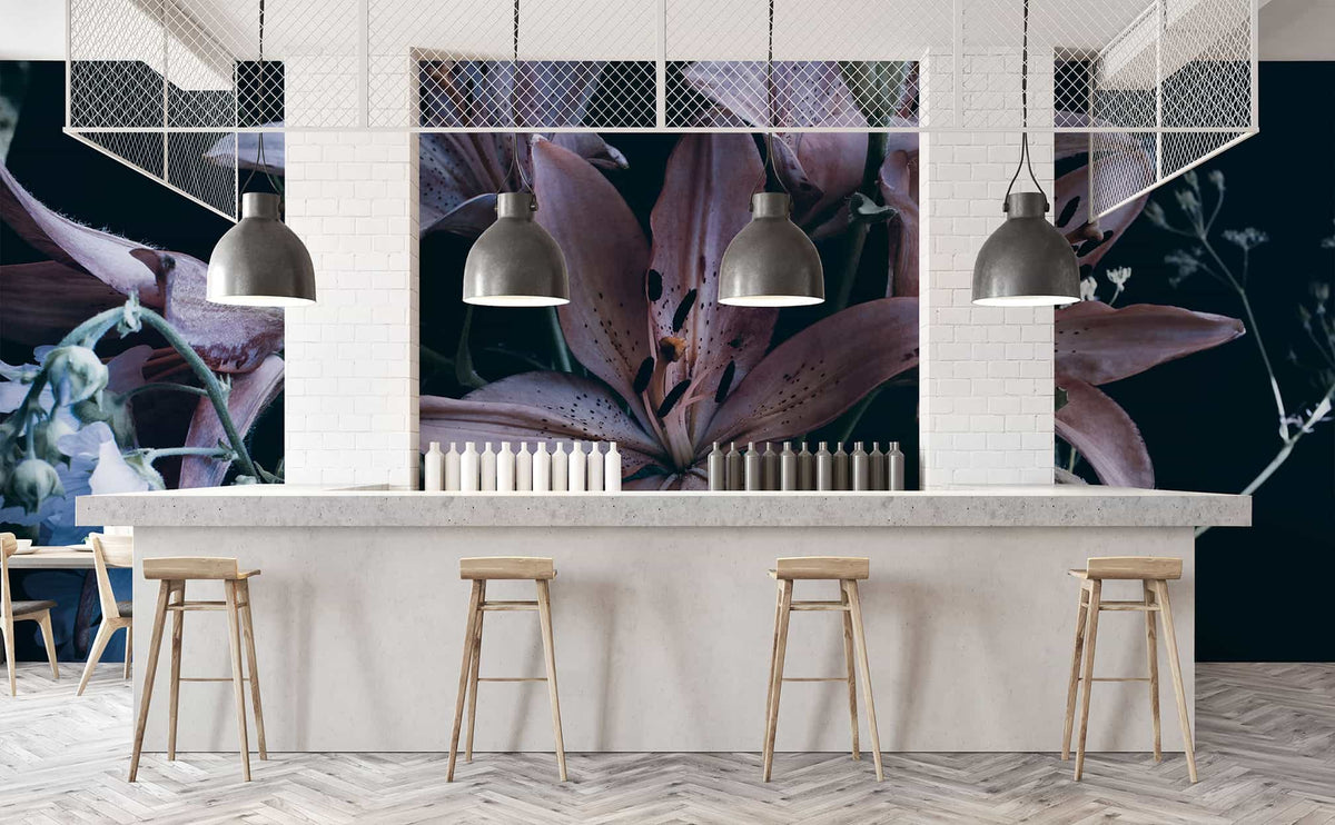 Lily Flowers Wall Mural | Night Lily