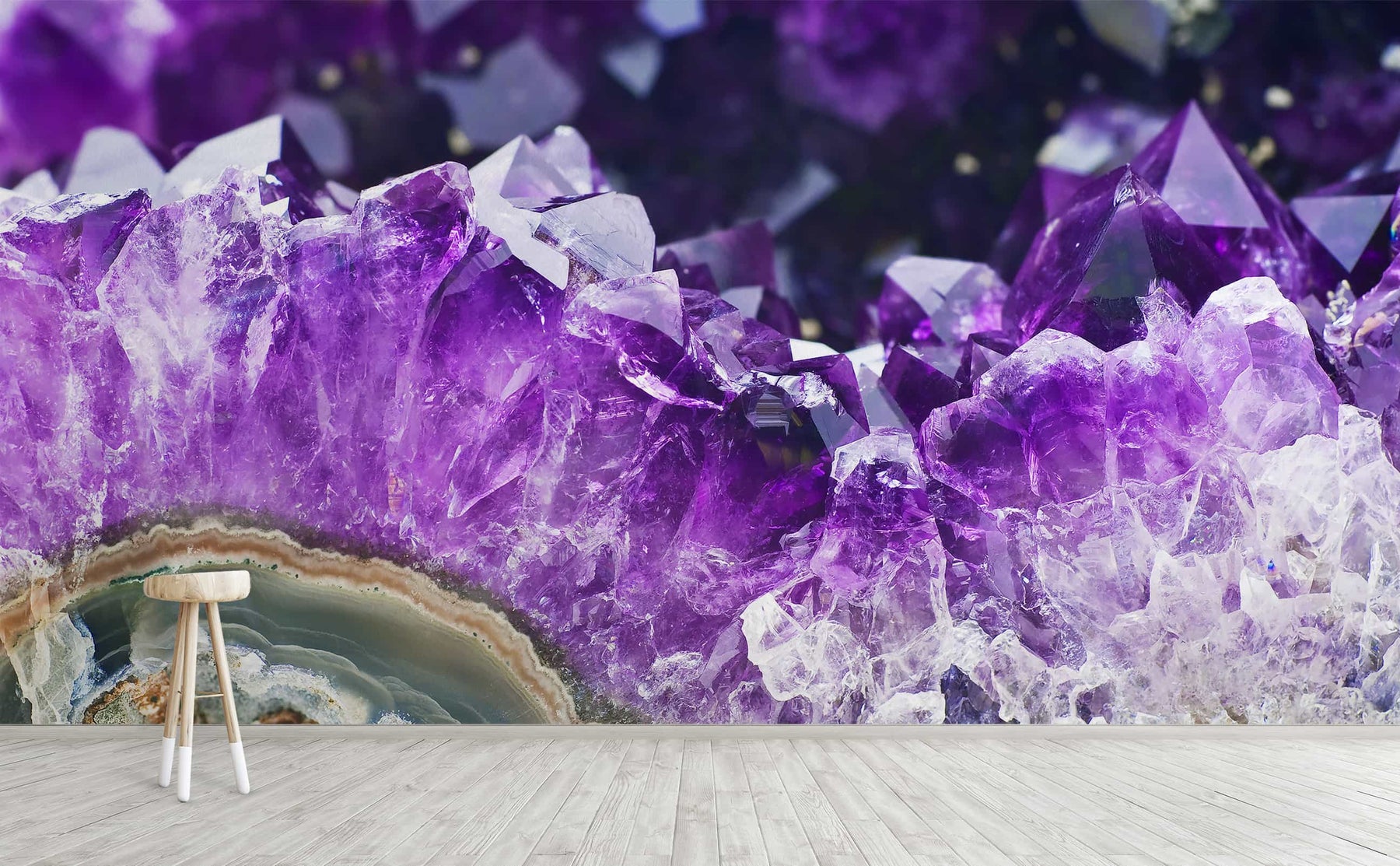 Purple amethyst crystal geode Wall Mural | Positive Vibes – WallsNeedLove