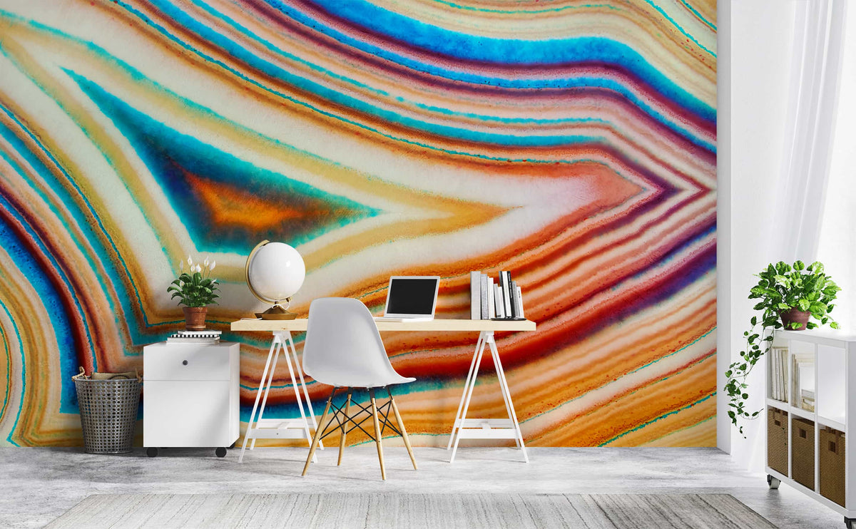 Striped multicolor abstract stone Wall Mural | Rock Band