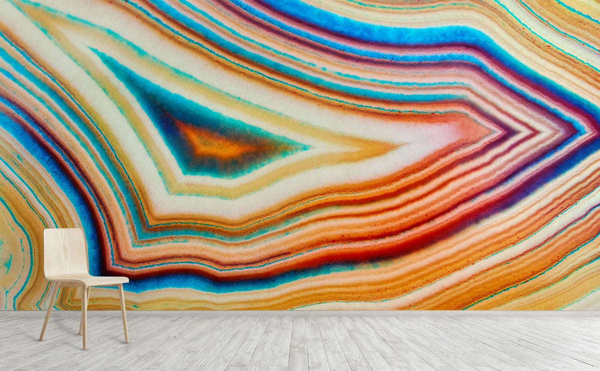 Striped multicolor abstract stone Wall Mural | Rock Band