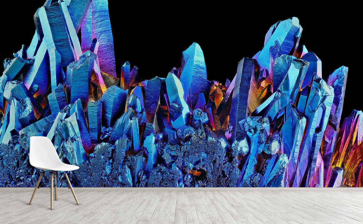 Rainbow blue titanium crystal Wall Mural | Mystic Fortress