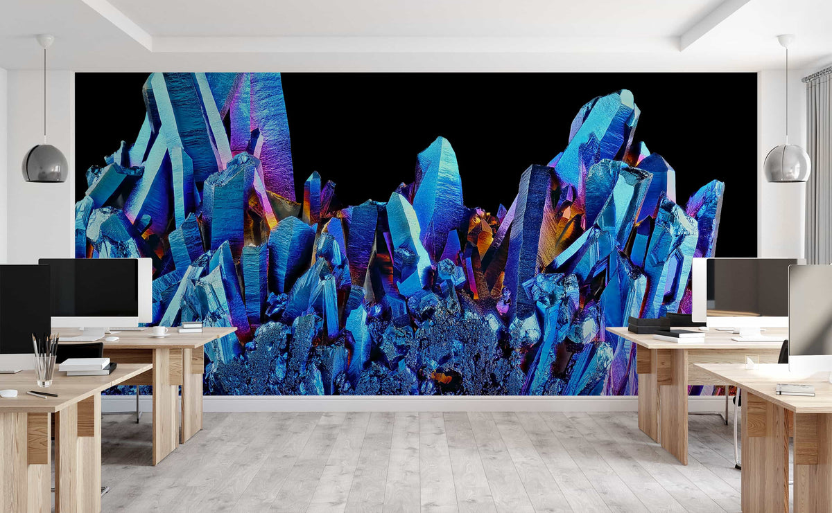 Rainbow blue titanium crystal Wall Mural | Mystic Fortress