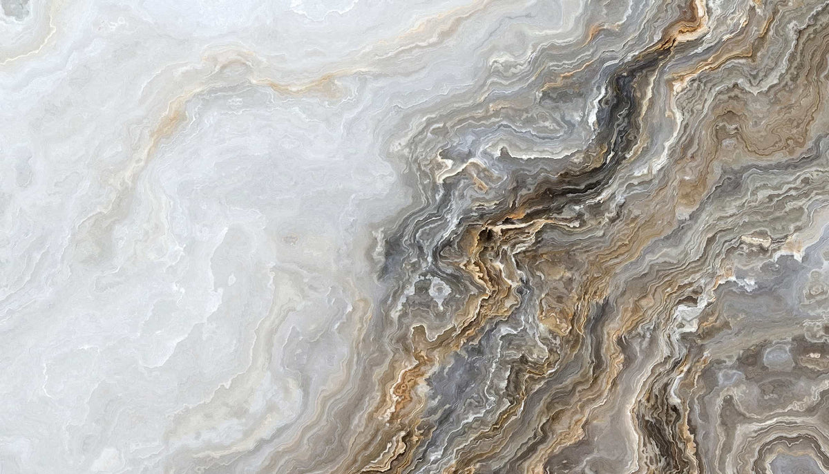 Golden layered quartz marble Wall Mural | Celestial Surface