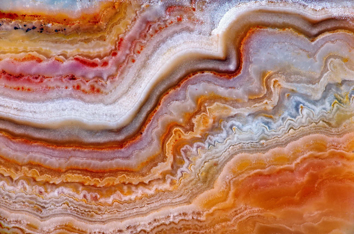 Wavy natural mineral quartz red orange Wall Mural | Moving Mountains