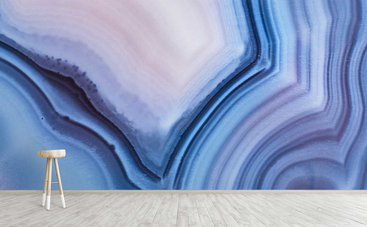 Striped blue pink stone abstract Wall Mural | Inner Beauty