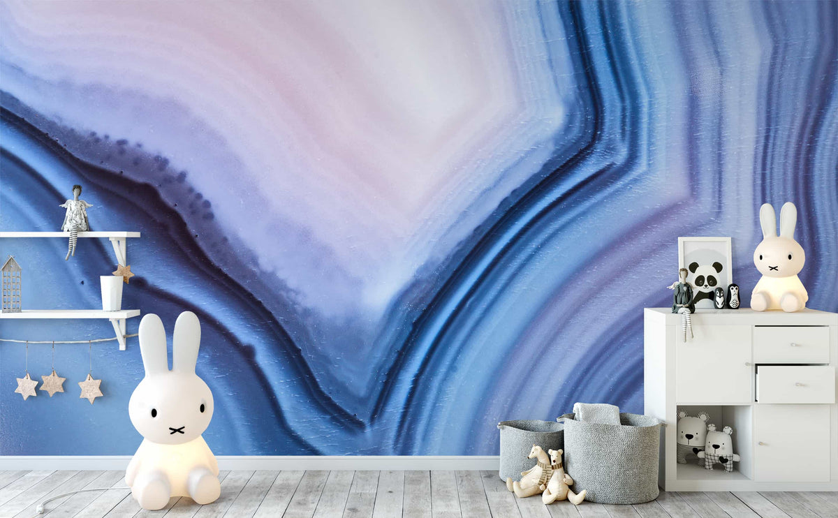 Striped blue pink stone abstract Wall Mural | Inner Beauty