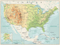 Colorful retro modern United States physical wall map mural | Nifty ...