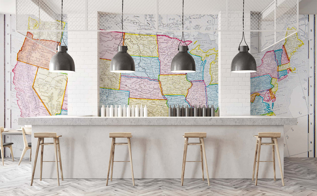 Vintage victorian United States atlas map wall mural | Classic Atlas
