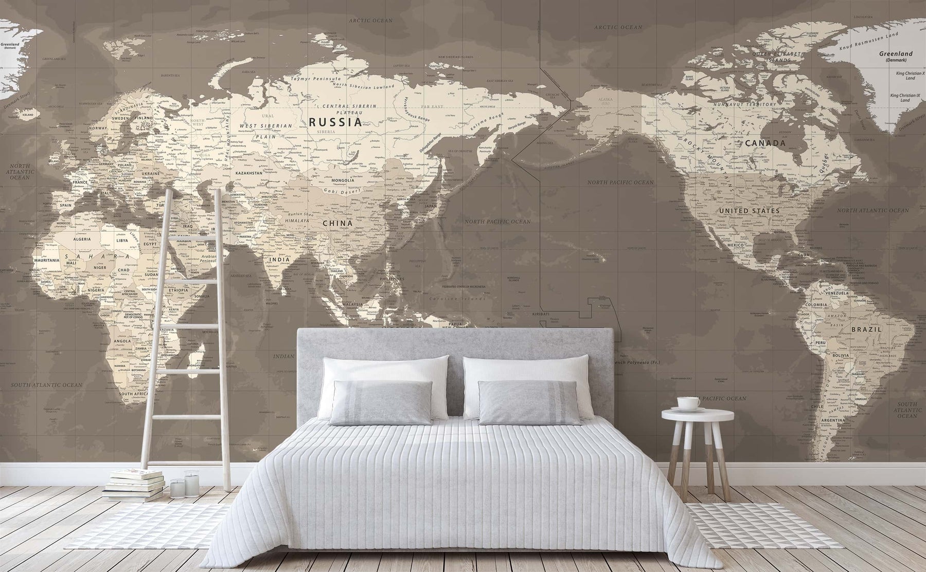 Pacific Ocean Vintage Political World Map wall mural | Pacific View ...