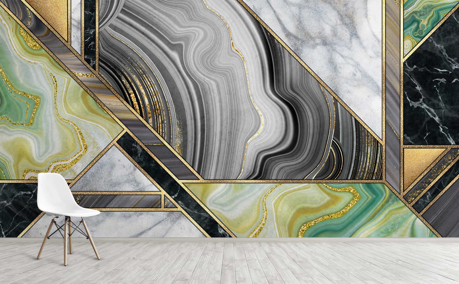 Geometric abstract gold jade marble texture art deco Wall Mural | The ...
