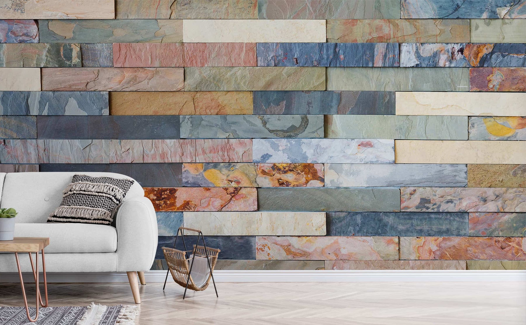 stone wallpaper backsplash