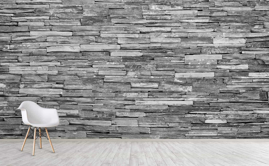 Stacked slate stone natural texture Wall Mural | Slatescape – WallsNeedLove