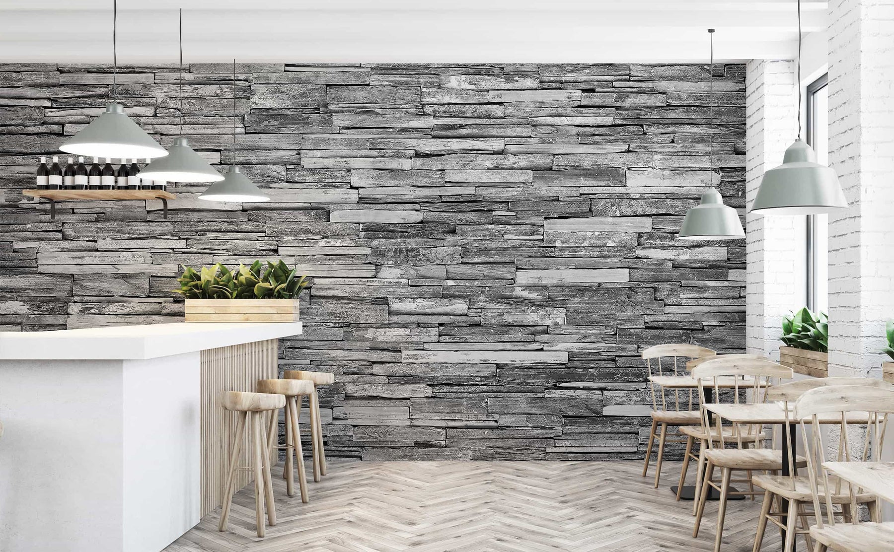 Stacked slate stone natural texture Wall Mural | Slatescape – WallsNeedLove