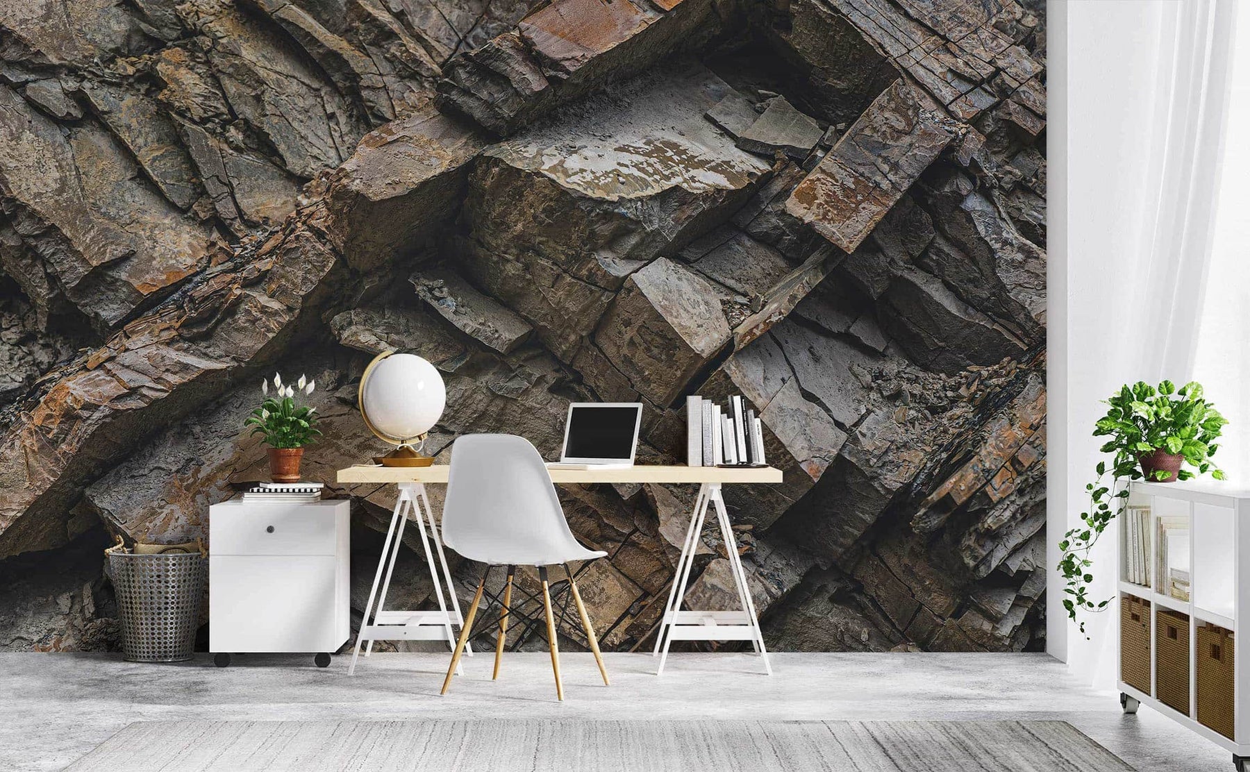 Natural dark shale angular stone outcrop Wall Mural | Driftless Shale ...