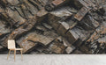 Natural dark shale angular stone outcrop Wall Mural | Driftless Shale ...