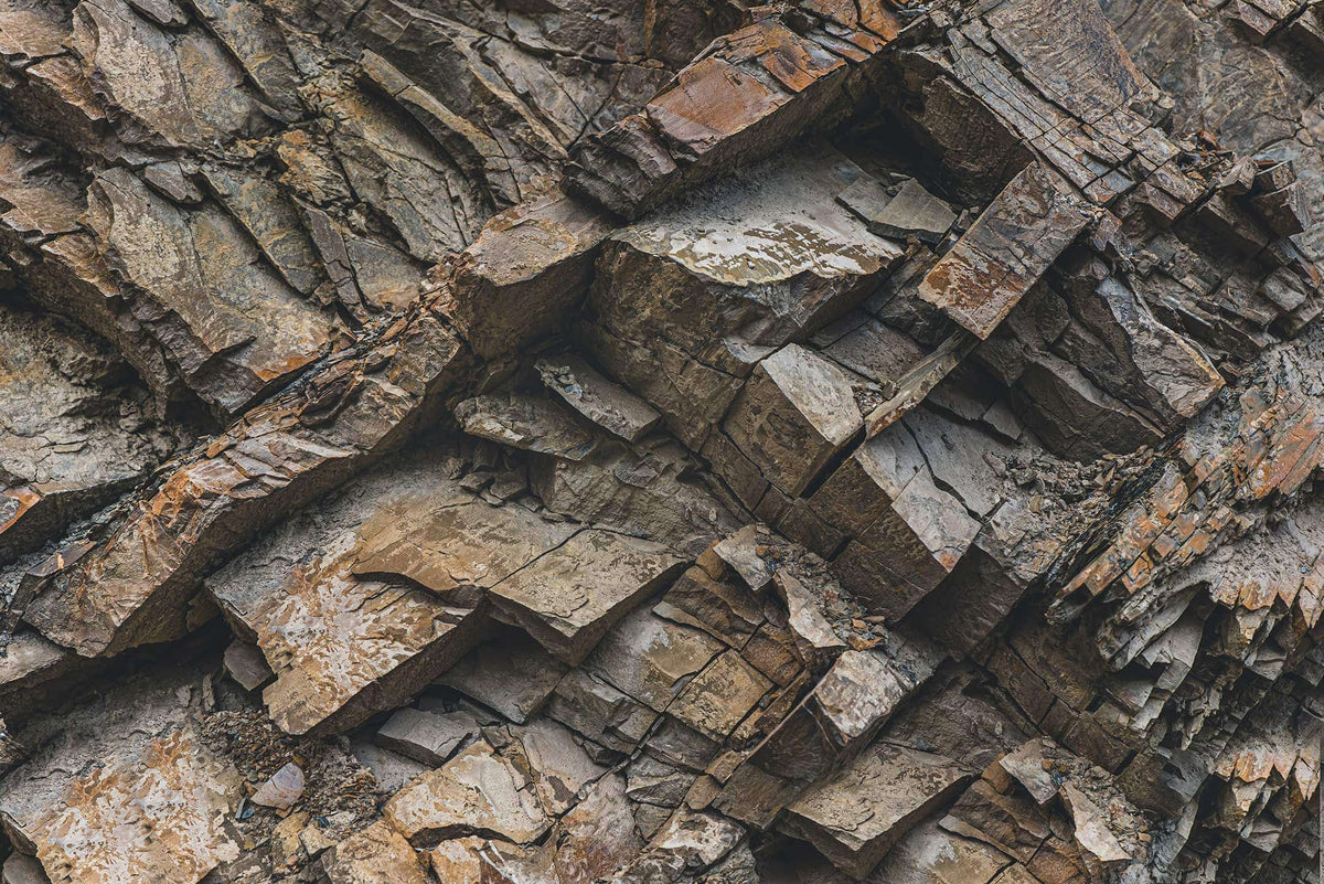 Natural dark shale angular stone outcrop Wall Mural | Driftless Shale