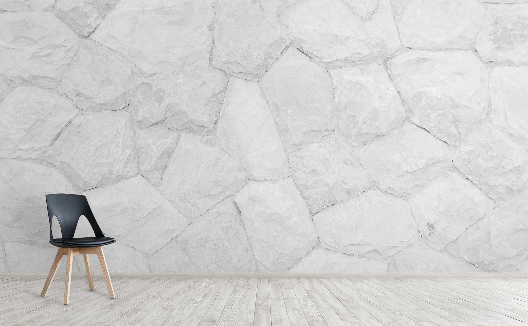 White rough textured old stone cobbled Wall Mural | Ivory Tower