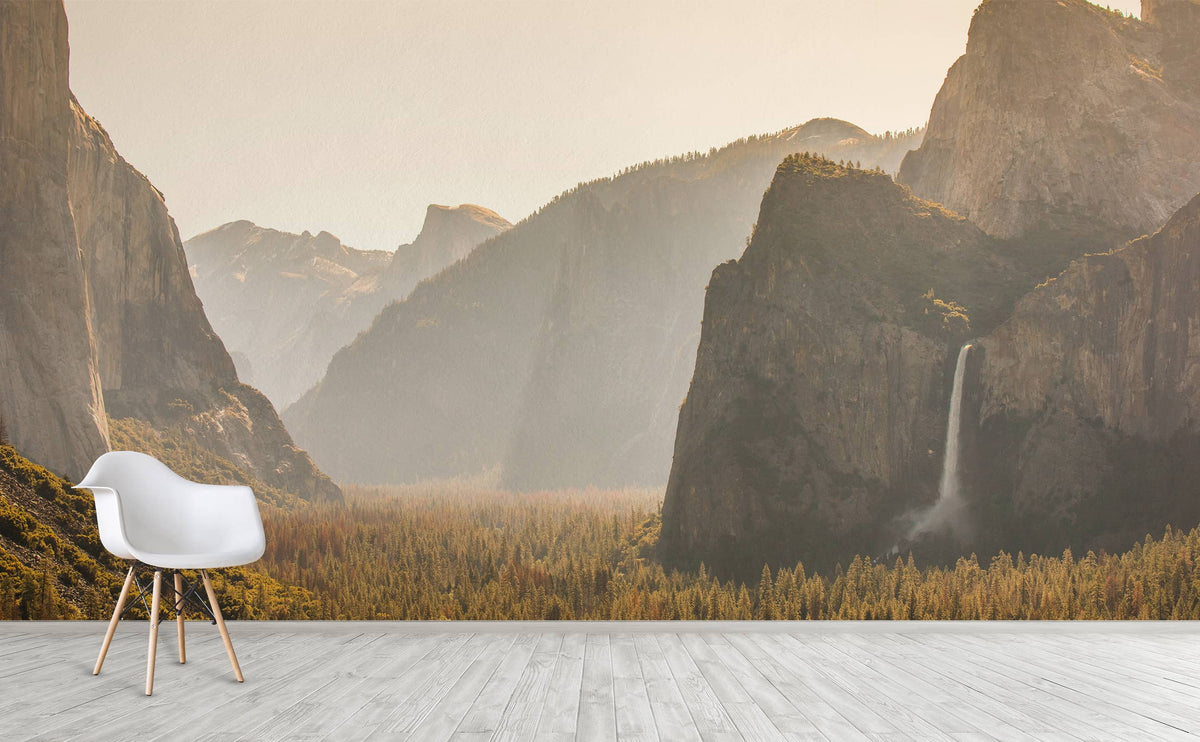 Yosemite mountain valley iconic landscape Wall Mural | Tunnel View