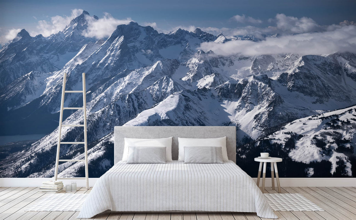 Majestic mountain range aerial landscape Wall Mural | Climbing Beyond