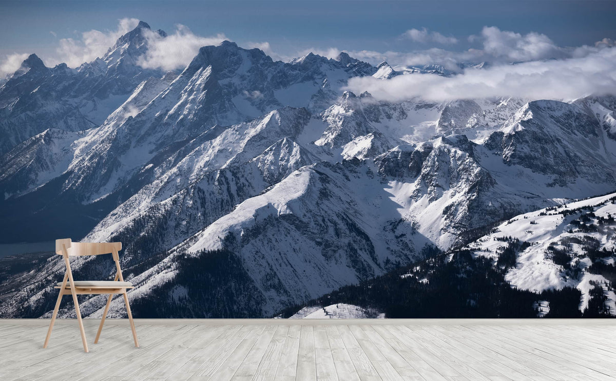 Majestic mountain range aerial landscape Wall Mural | Climbing Beyond