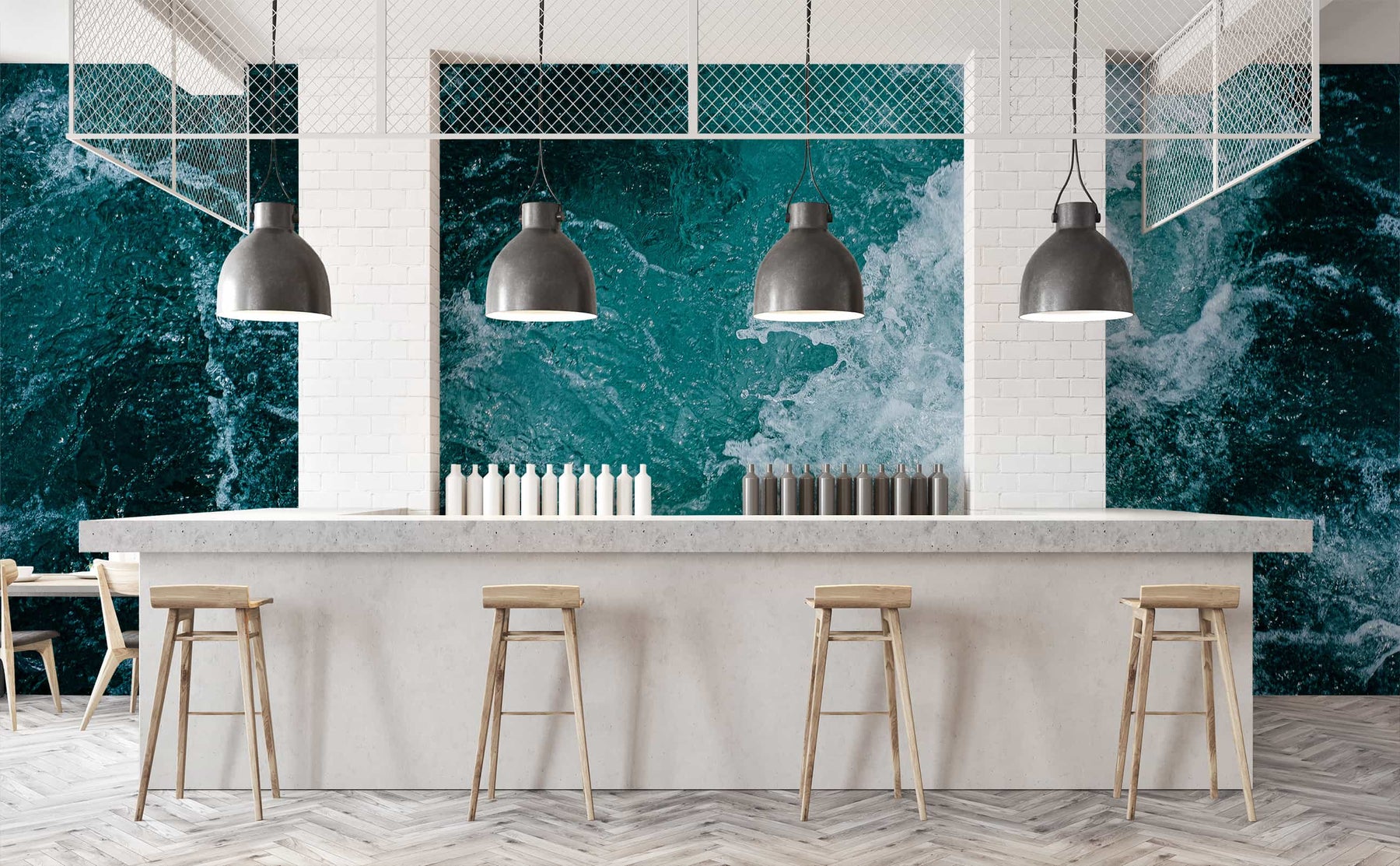 High-definition deep aqua water wave Wall Mural | Whirlpool – WallsNeedLove