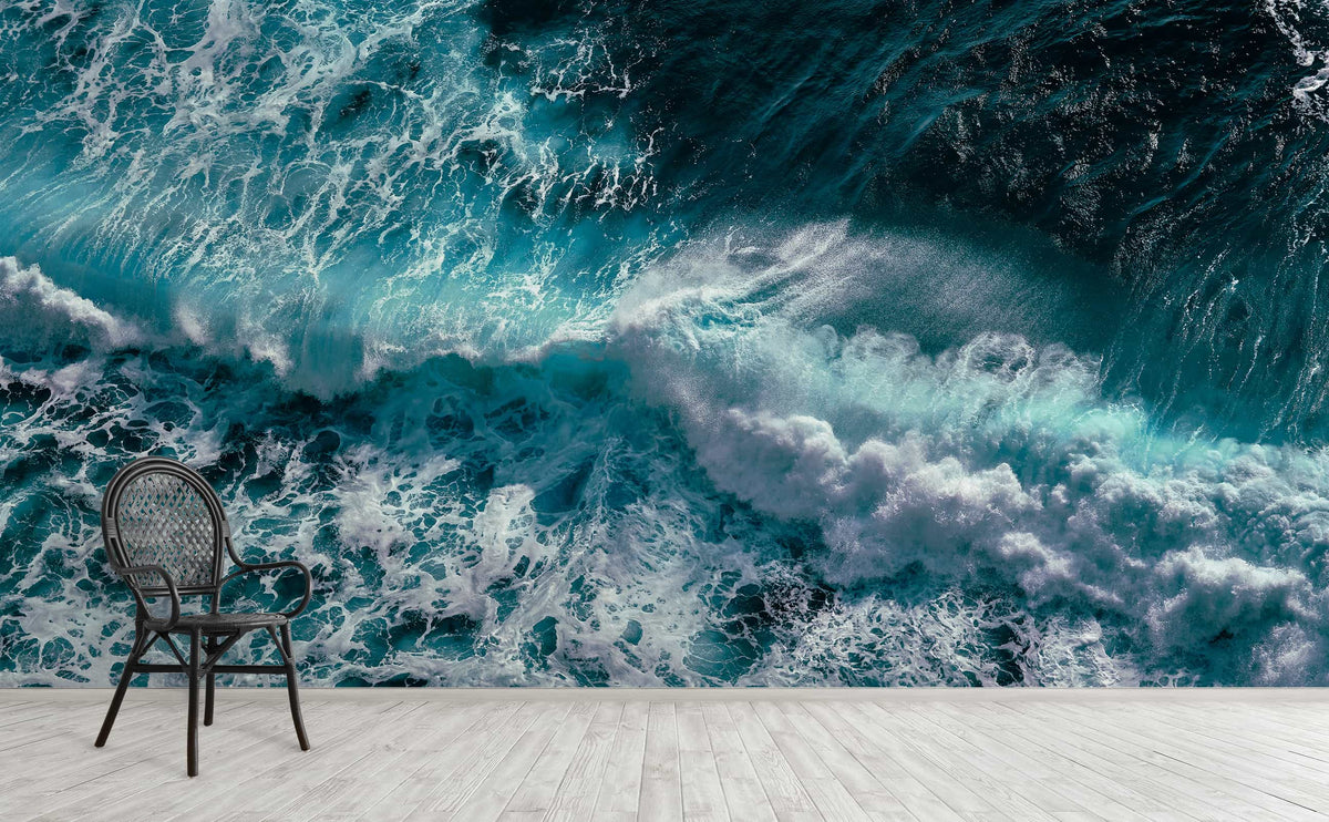 Blue ocean beach wave Wall Mural | Infinite Break