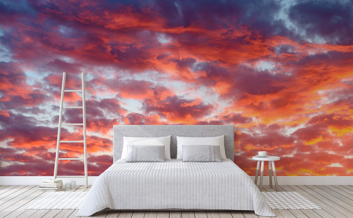 Panoramic sunset cloudy sky wall Wall Mural | Eternal Sunset