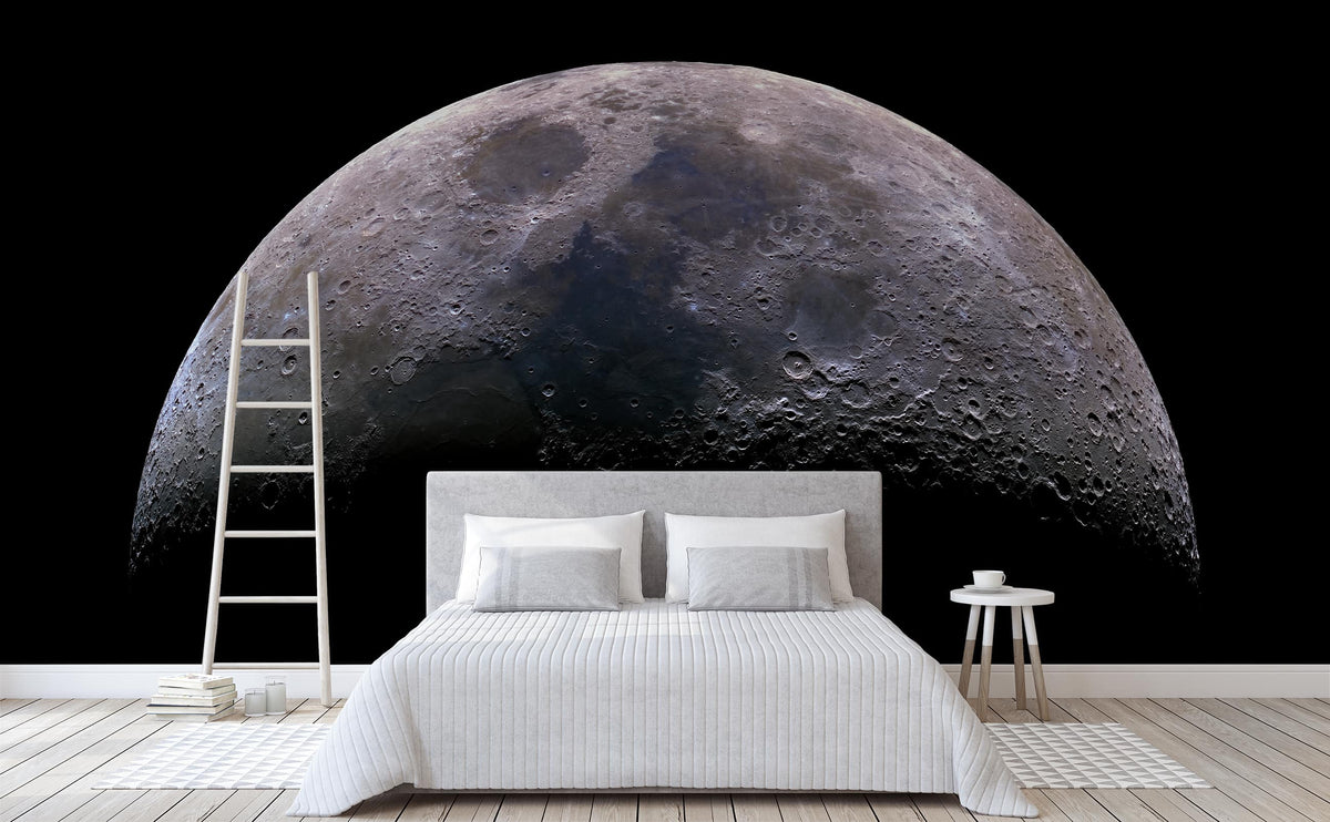 High-definition moon on black background Wall Mural | Lunar Orbit