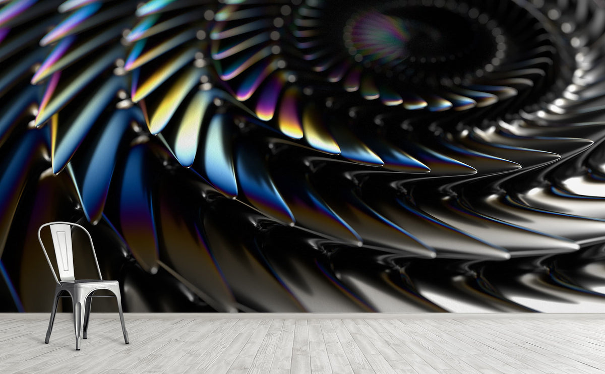 Abstract iridescent coil metal Wall Mural | Warp Core