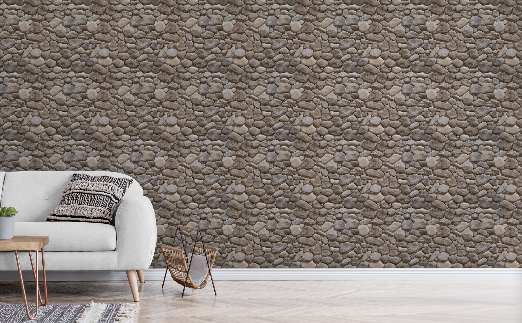 River Rock Effect Wallpaper for Walls | 3D Stone Pattern – WallsNeedLove