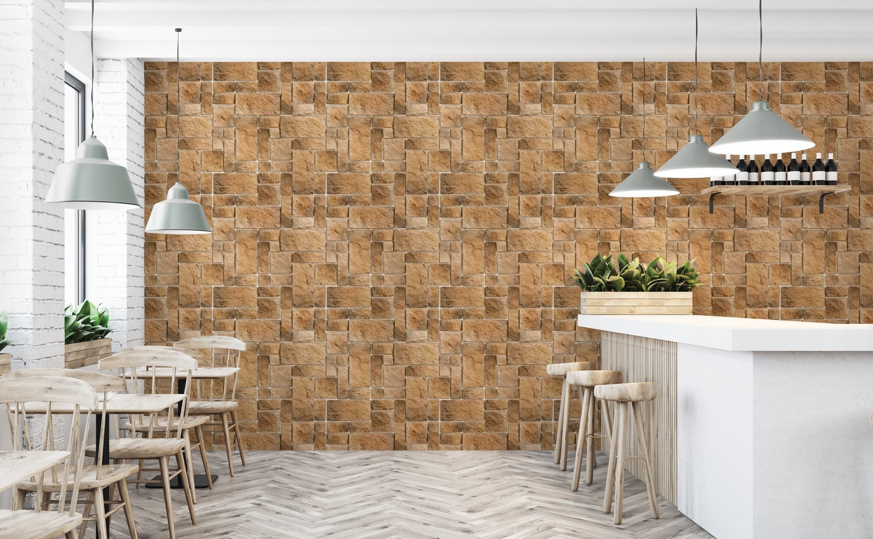 Square Cut Stone Effect Wallpaper for Walls | Stone Pattern – WallsNeedLove