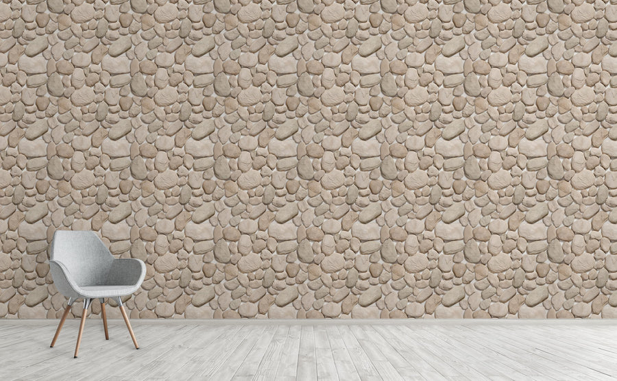 River Rock Effect Wallpaper for Walls | 3D Stone Pattern II – WallsNeedLove