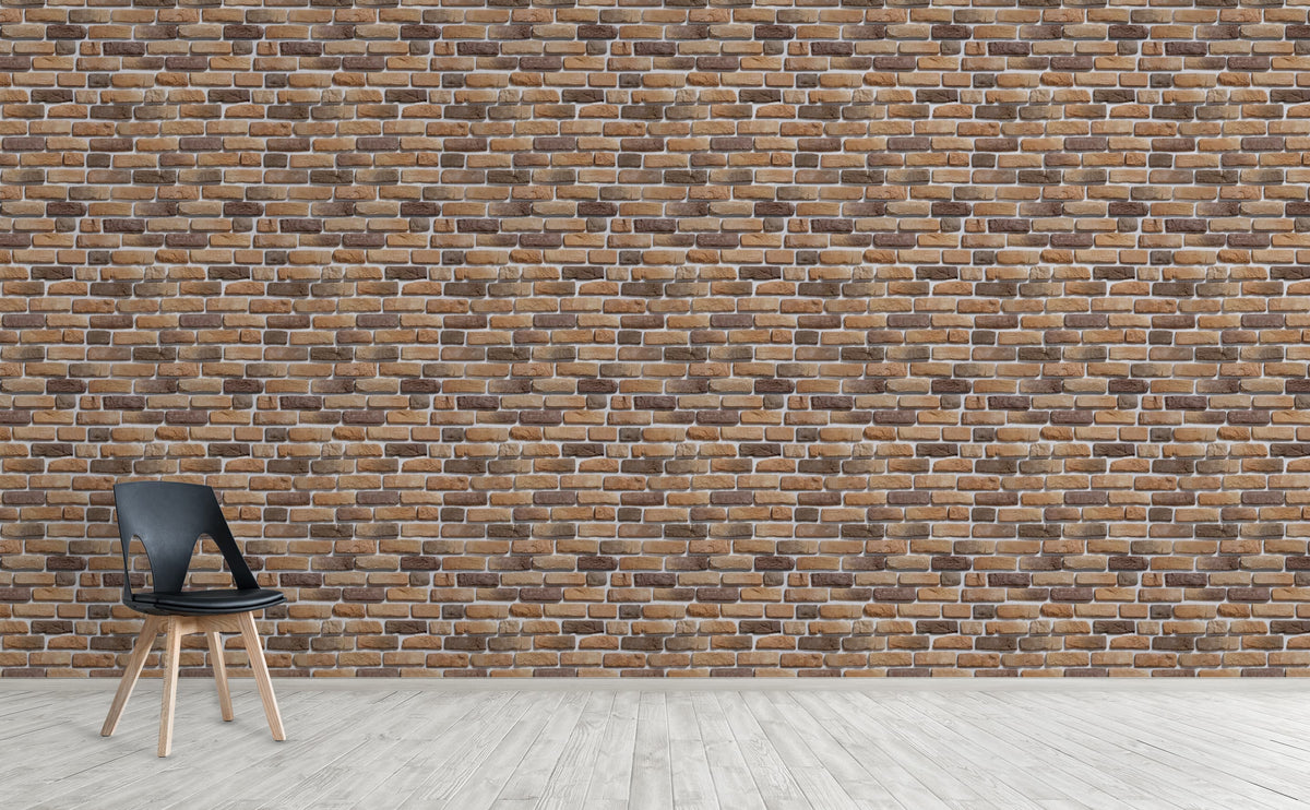 Aged Variegated Brick Wallpaper for Walls | Coffee Brick Pattern