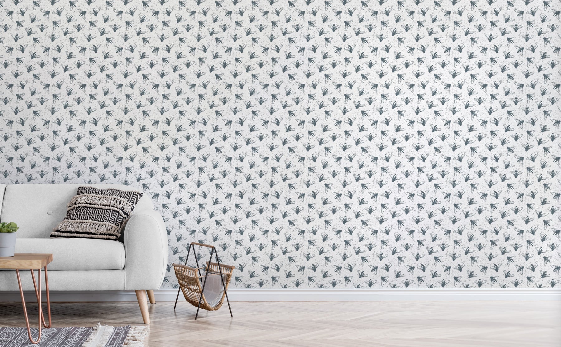 Bees Pattern Wallpaper for Walls | Grunge Bees – WallsNeedLove