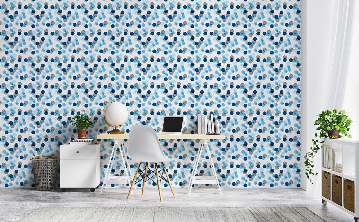 Blue Watercolor Dots Wallpaper for Walls