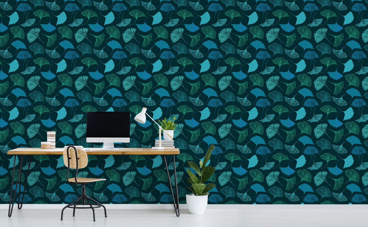 Fan-Shaped Leaves Wallpaper for Walls | Magic Ginkgo