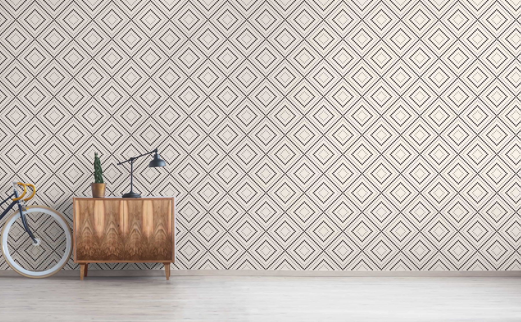 Geometric Dot Pattern Wallpaper for Walls | Pixel Diamonds – WallsNeedLove
