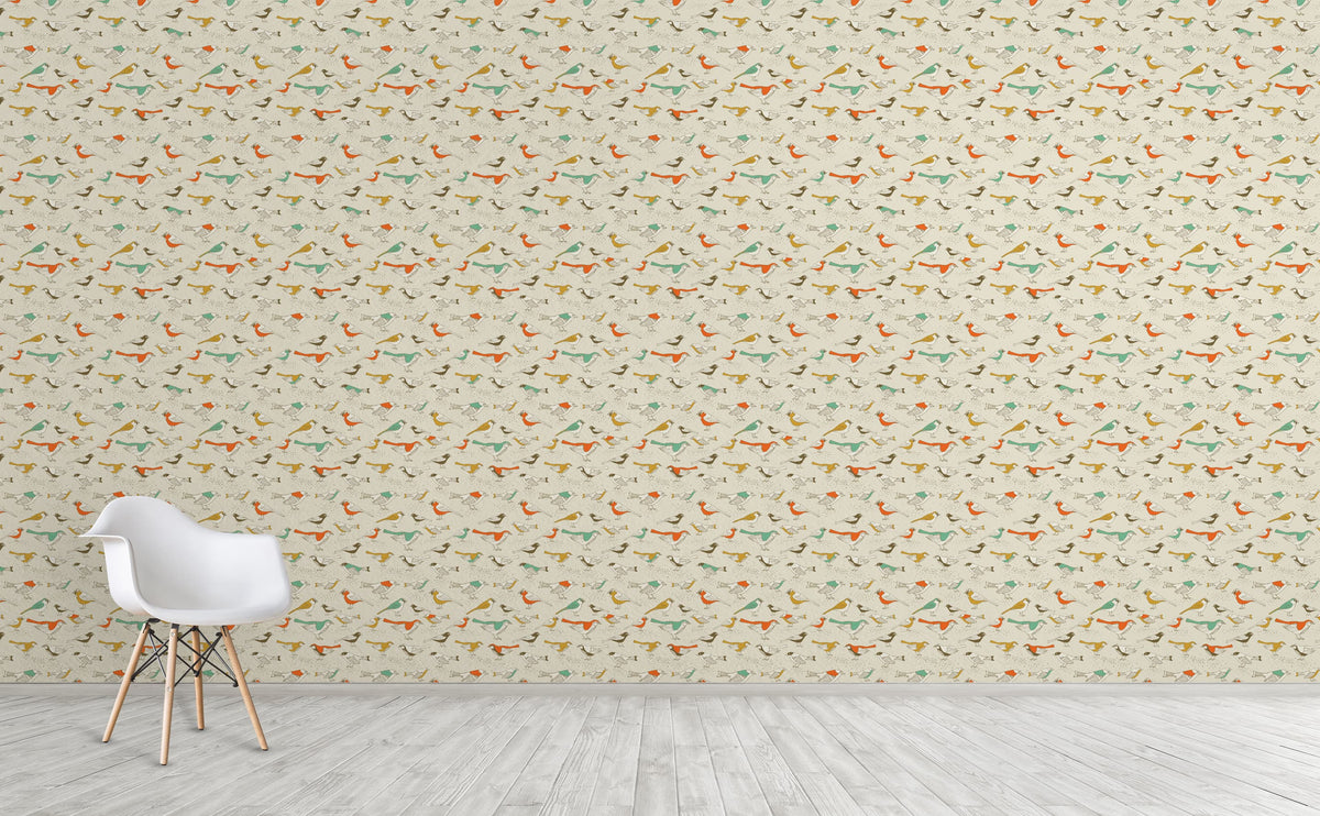 Colorful Sparrows Set Against a Muted Tan Background Wallpaper for ...