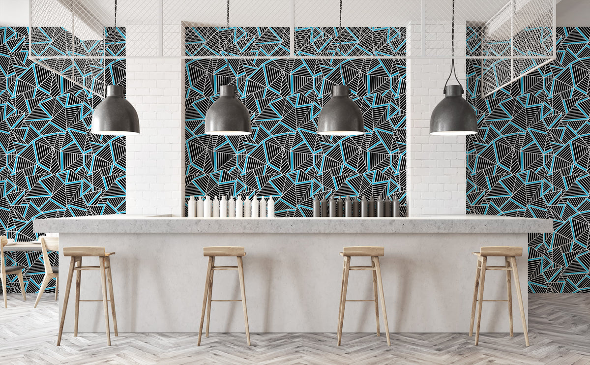 Blue Geometric Pattern Wallpaper for Walls