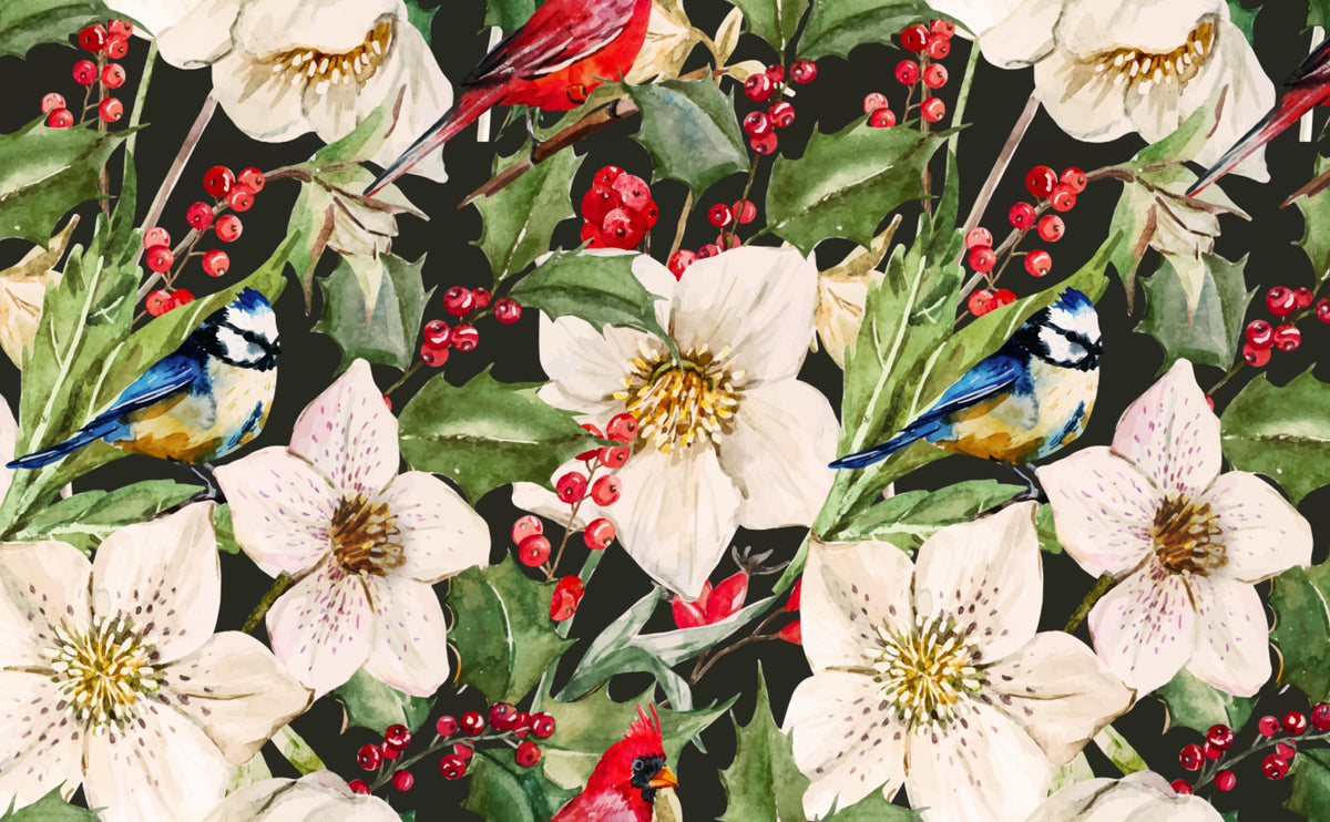 Holly and Hellebores Wallpaper for Walls