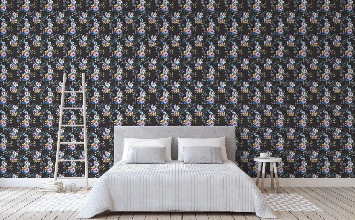 Victorian Flora in Blue Wallpaper for Walls