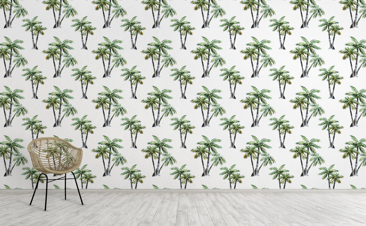 Coconut Palm Tree Clusters Wallpaper for Walls | Tropical Palms